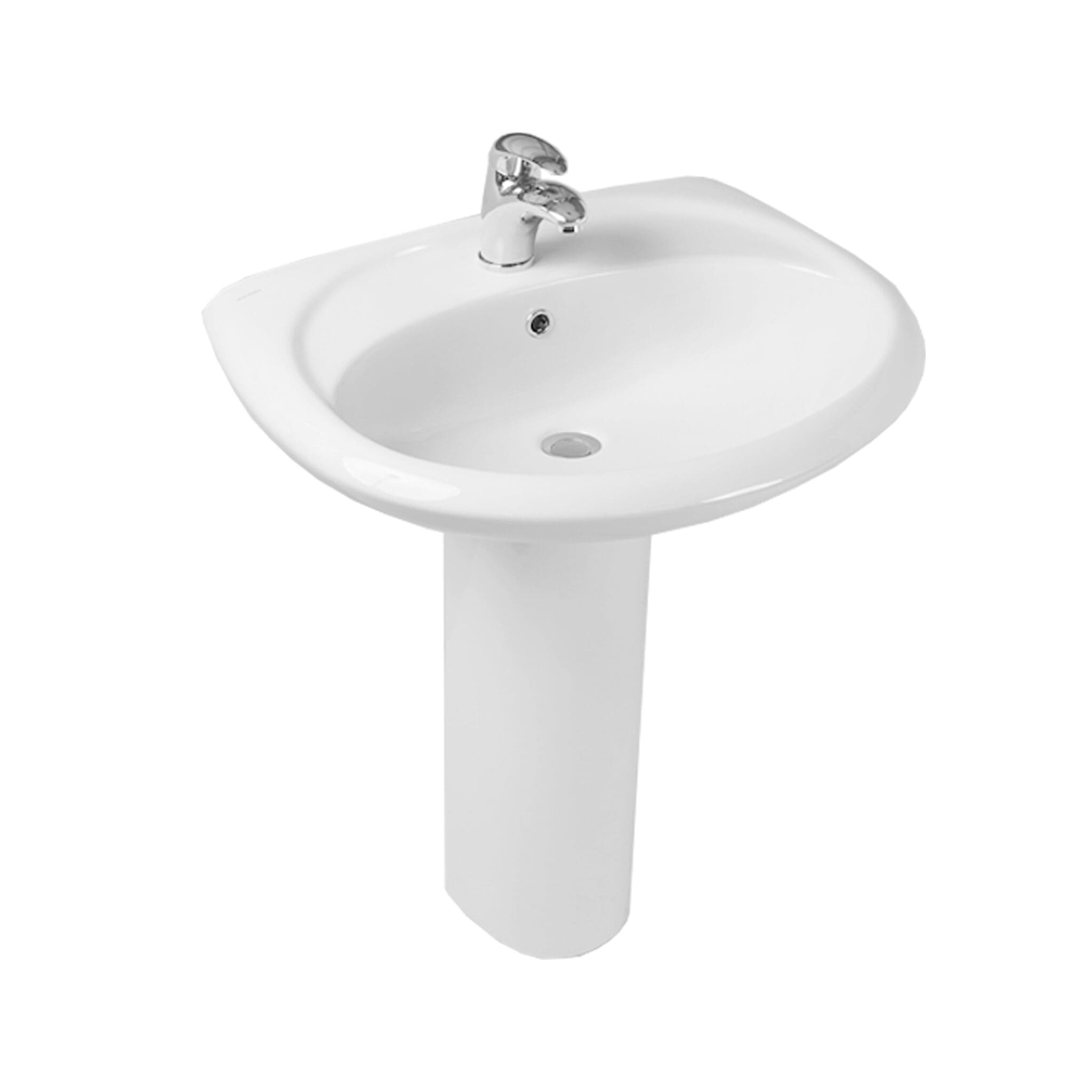 AQUASAN LARA WASH BASIN FULL PEDASTAL 60 CM - Al Manzil